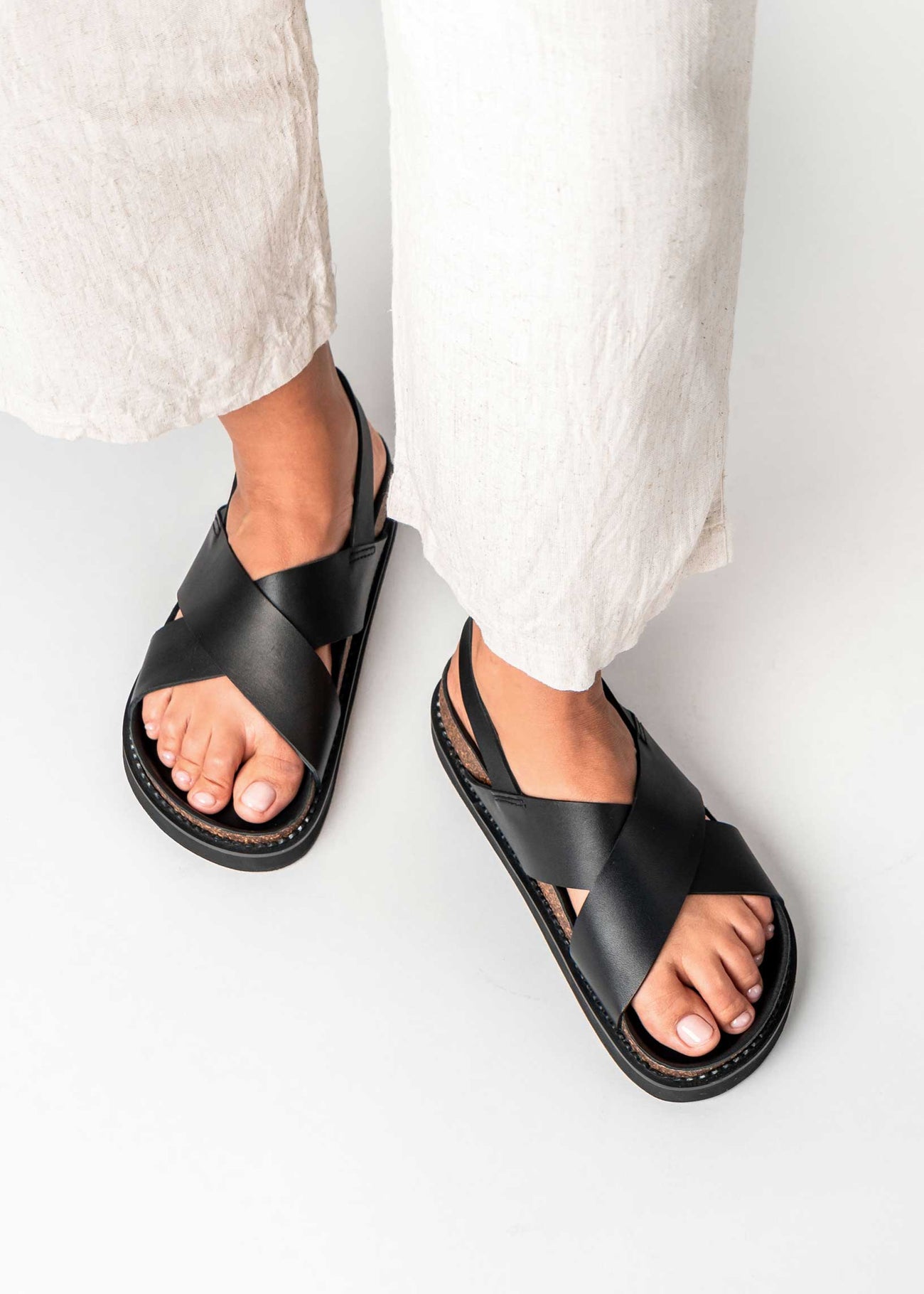 Capri Sandal - Wider Fit in Black – Liberté Leather