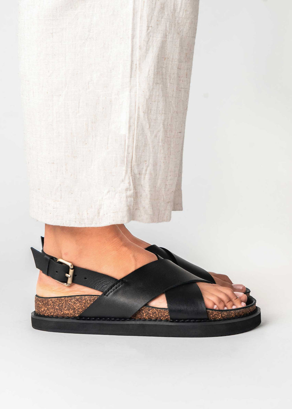 Capri Sandal - Wider Fit in Black – Liberté Leather
