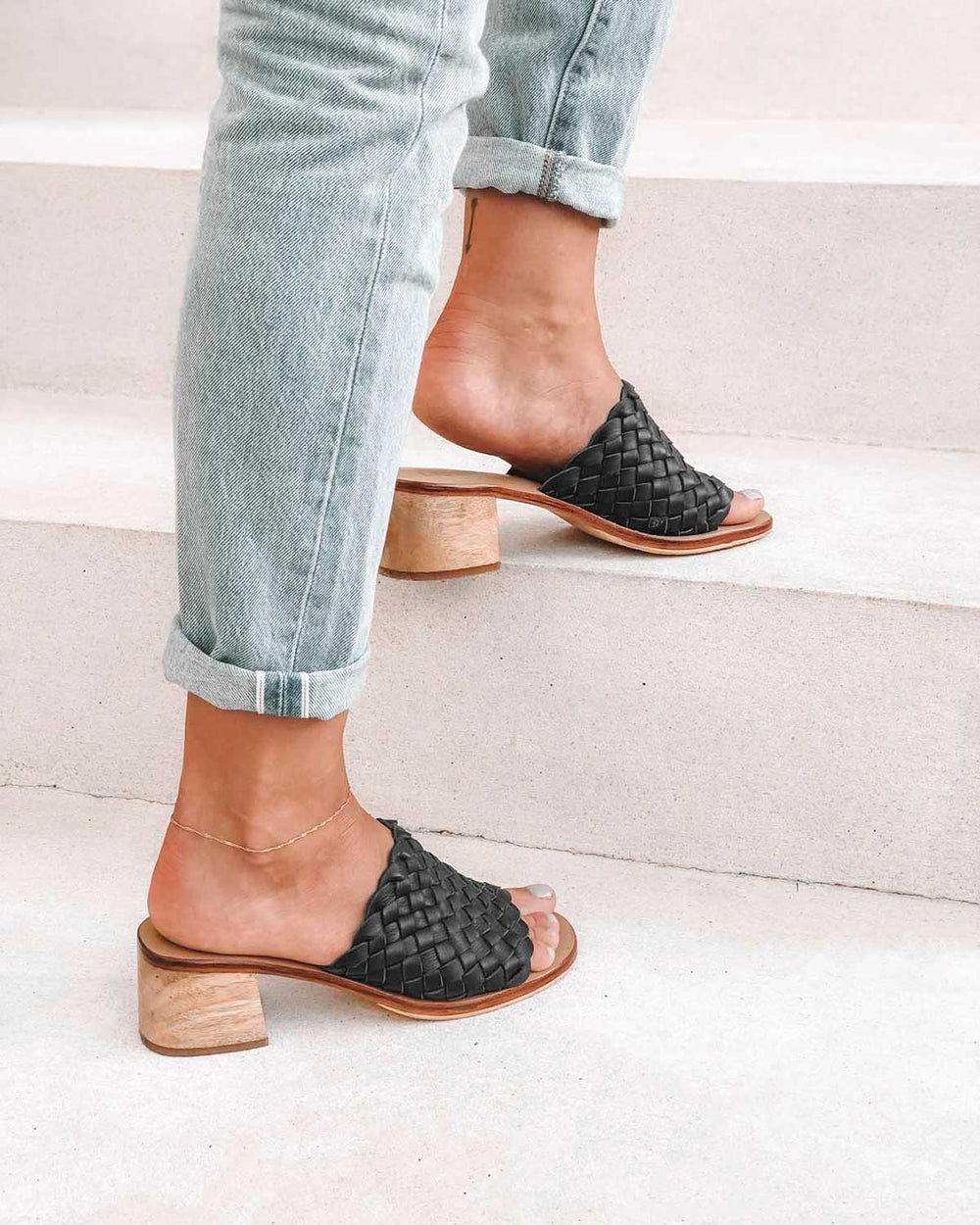 Santorini Woven Mule - Black – Liberté Leather